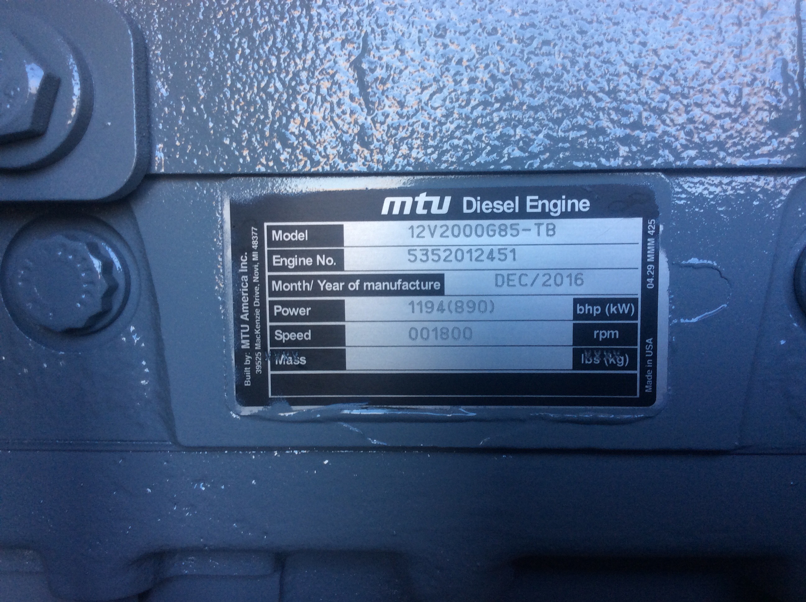 New MTU DS800 | 12V2000G85TB Diesel Generator | 0 Hrs | EPA Tier 2 ...