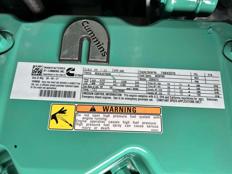 New Cummins C100D6C QSB5-G13 NR3 Diesel Generator | EPA Tier 3 | 100 KW ...